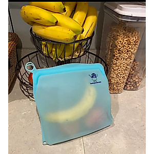 Gaia's Eco Kitchen Multipurpose Reusable Food Storage Bags - Silicone Pouches - Leakproof, Sustainable - Fresh & Frozen Meals, Snacks, On-The-Go - Freezer, Oven, Microwave, Dishwasher Safe - 3 Pack (16 oz, 30 oz, & 50 oz)