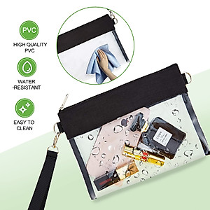 USPECLARE Clear Crossbody Purse Bag Stadium Approved Clear Tote Bag for Work Concert Sports(Black)