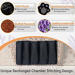 Large Microwave Heating Pad with Washable Cover 21 * 12" Microwavable Heating Pads for Cramps, Back, Neck Shoulder Pain Relief, Cordless Weighted Moist Heat Pack, Black Cat