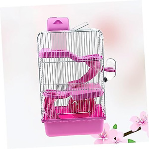 POPETPOP Plastic Pulley Hamster Cage Chinchilla Cage Villa Cage for Small Pets Pet Cage Small Animals Guinea Pig Travel Kitchen Utensils Heighten Pink Pet House Reptile Water Dispenser