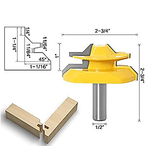 1/2" Router Bit 45 Degree Glue Joint Lock Miter, APlus Woodworking Cutter Tools Set, 3 Pcs