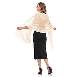 Pukguro Shawls and Wraps for Evening Dresses Womens Formal Lightweight Shawl Scarf Summer Sheer Chiffon Wrap Champagne 79 * 18''