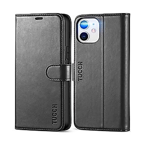 TUCCH Wallet Case for iPhone 12 Pro/iPhone 12 5G, RFID Blocking Card Slot Stand [Shockproof TPU Interior Case] PU Leather Magnetic Protect Flip Cover Compatible with iPhone 12/12 Pro 6.1-inch, Black