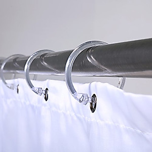 SlipX Solutions Clear Premium Plastic Shower Rings Provide Effortless Gliding on Standard Shower Rods (Set of 12, Easy Snap Closure, BPA-Free Plastic)