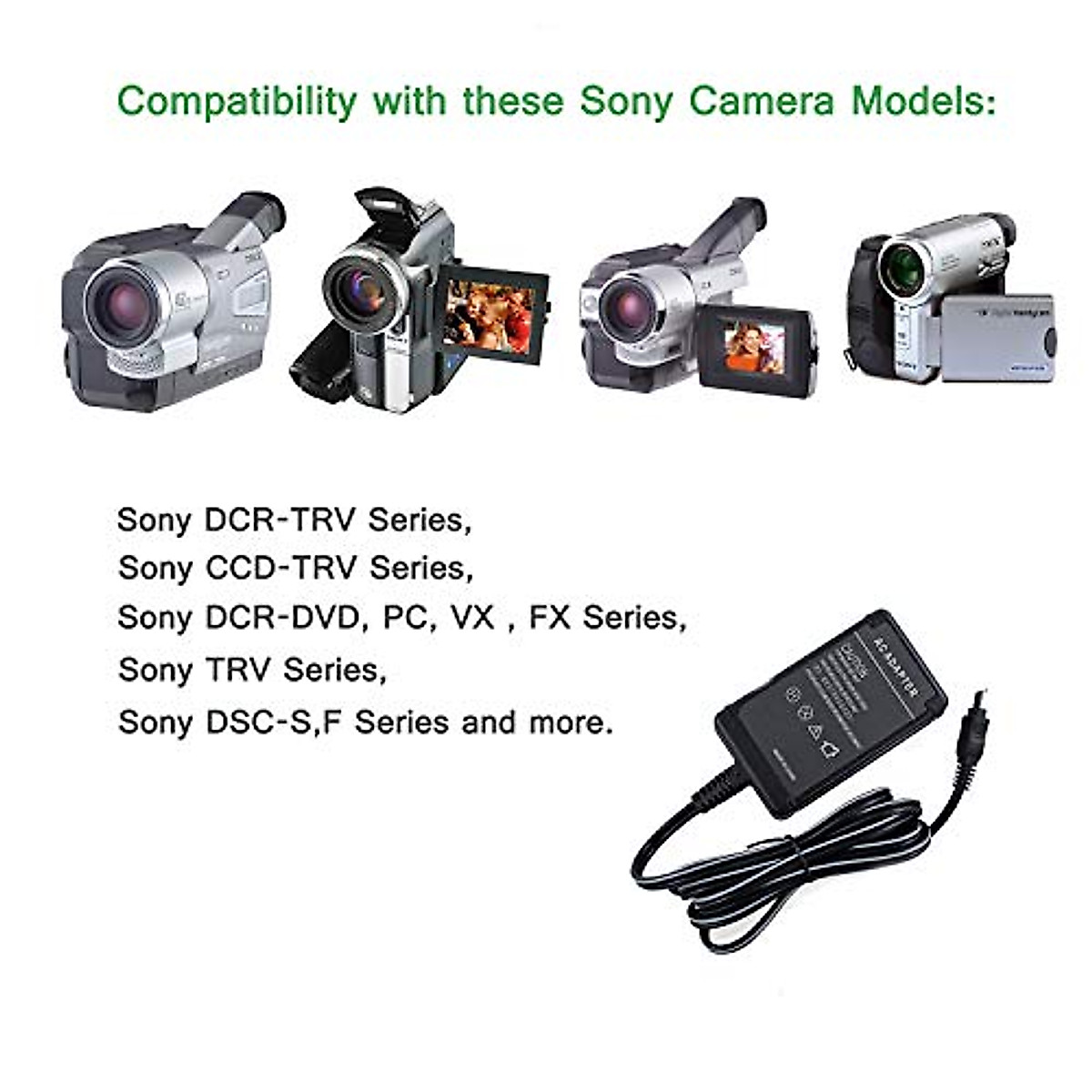 AC-L100 AC Power Adapter Replacement Gonine for Sony AC-L100, AC-L15, AC-L10, AC-15A, AC-L10A, Charger, Sony Cybershot DCR-TRV MVC-FD DSC-S30 DSC-F707 DSC-F717 DSC-F828 Cameras.