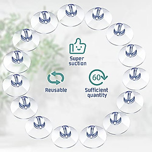 60 Pieces Suction Cups for Shower Caddy Shower Suction Cups Connectors Heavy Strength Large Clear Plastic Suction Cups Hooks Holder for Bathroom Window Glass Home Kitchen
