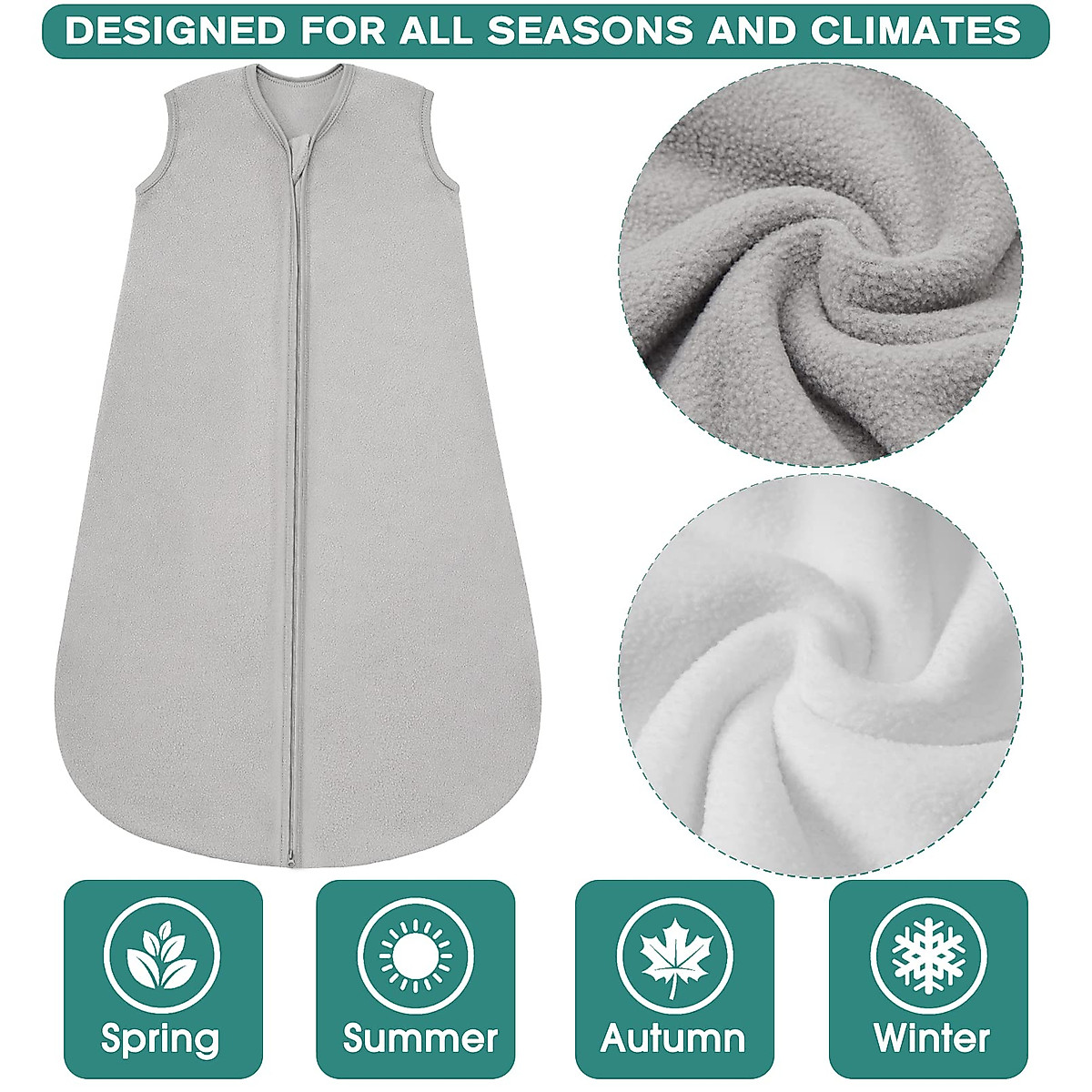 HIYYUE Micro-Plush Baby Sleep Sack 6-12 Months All Season Baby Sleeping Bag 2-Way Zipper Toddler Wearable Blankets 2Pack Warm Soft Plush…