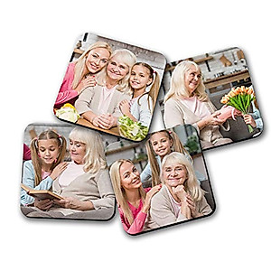 Smile Art Design Upload 4 Images Custom Coaster Matte Print with Your Photos 4 Piece Set Hardboard Personalized Photo Collage Picture Photo Prints Personalized Gifts Wedding Gift Decoration