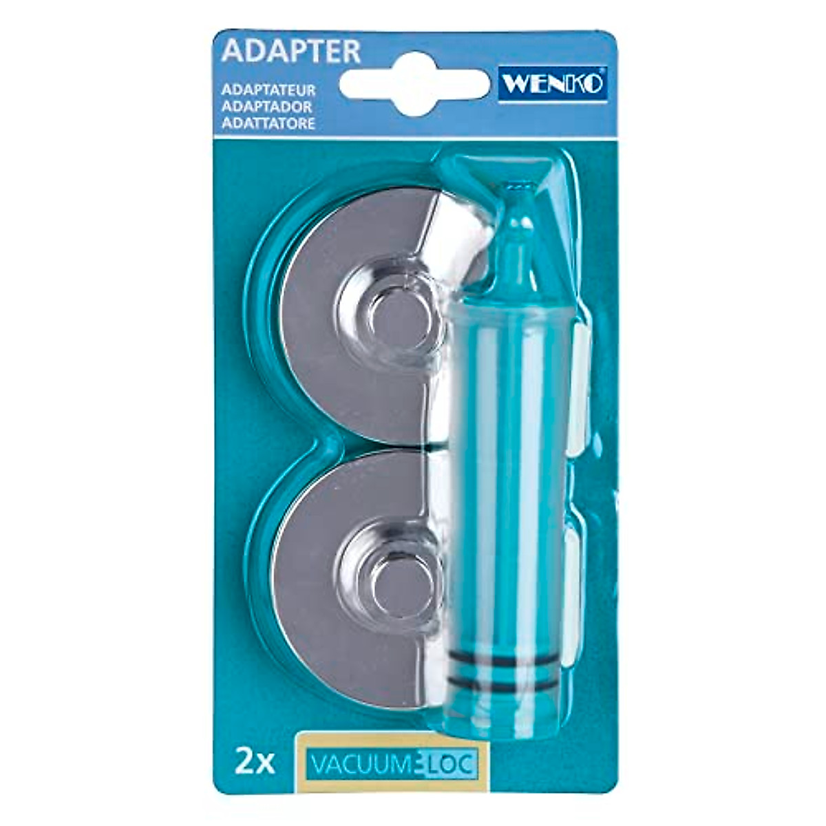 WENKO Vacuum-Loc Base for Premium & Classic-Fixing Without Drilling, 6 x 6 x 2.8 cm, Silver Shiny