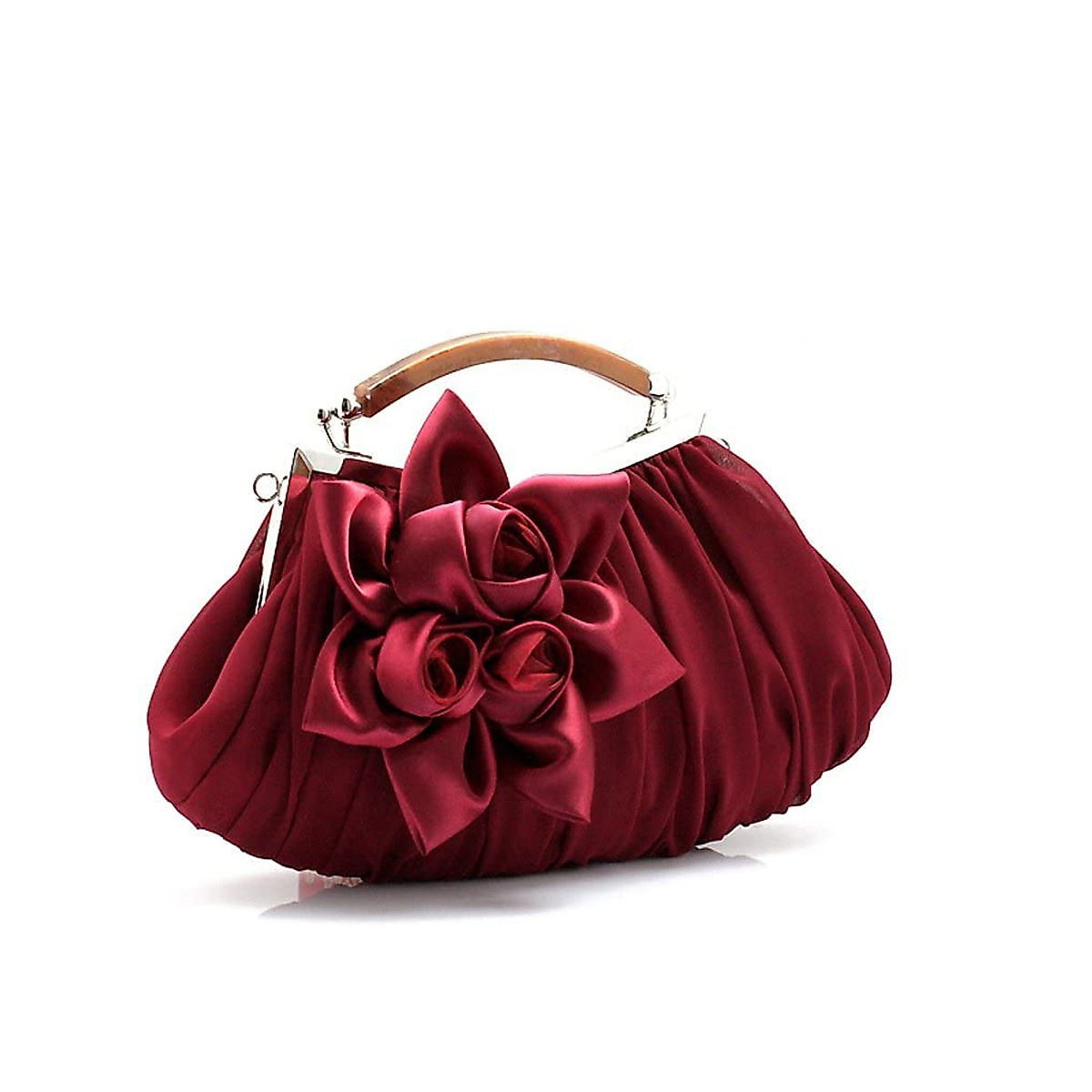 Snowskite Women's Luxury Flower Evening Bag Bridesmaid Wedding Party Clutch Purse Burgundy