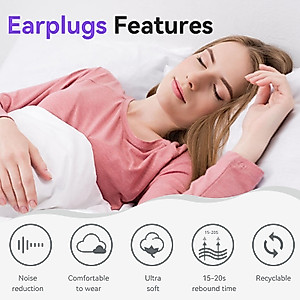 TASTORY Foam Ear Plugs, 60Pair 38dB Soft Earplugs for Sleeping, Noise Reduction Earplugs for Hearing Protection, Noise Cancelling for Shooting, Snoring, Studying, Travel, Concerts, Work