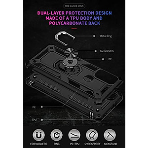 for Moto G Pure Case, Moto G Power 2022 case with Screen Protector [Military Grade 16ft. Drop Tested] Magnetic Ring Holder Kickstand Protective Phone Case for Motorola Moto G Pure 2021, Black