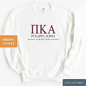 Pi Kappa Alpha Sweatshirt - PIKE Basic Lined Crewneck Sweatshirt White