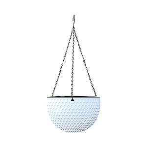 MileHouse Outdoor Indoor Hanging Planter Basket, Honeycomb Self Watering Resin Plant Flower Bonsai Hanger for Patio Garden White M