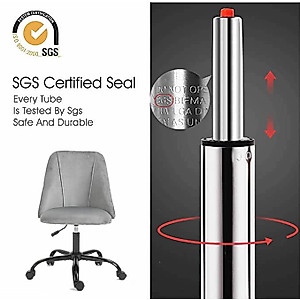 Czlolo Velvet Armless Home Office Desk Chair with Wheels, Swivel Office Guest Chair for Reception Without Arms, Height Adjustable Computer Task Chair for Small Space, Grey