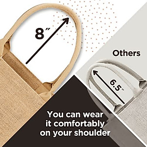 2 Pack Jute Tote Bags - X-Large Reusable Jute Tote Bag with Handles and Top Zipper Closure - Water Resistant Blank Tote Bags for Bridesmaid Wedding Gift, Grocery, Shopping, Beach, and DIY Crafts