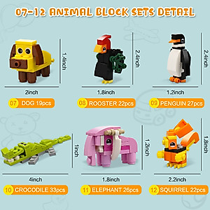 JOYPRO 12 Animals Building Blocks Valentines Gifts Exchange Party Favors for Kids