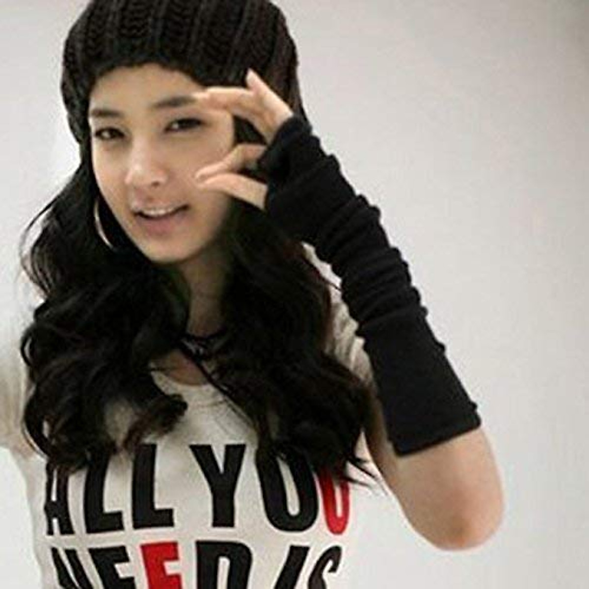 UPSTORE Fingerless Elastic Arm Sleeve Winter Warmer Armsleeve Cuff for Ladies Women Girl Color Light Grey (Black)