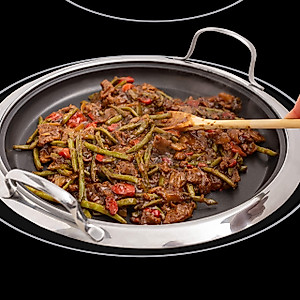 Chef's Secret 12-Element Stainless Steel Round Non-Stick Griddle With See Thru Glass Cover, PFOA Free, Works with Induction, Ceramic, Electric, and Gas Cooktops