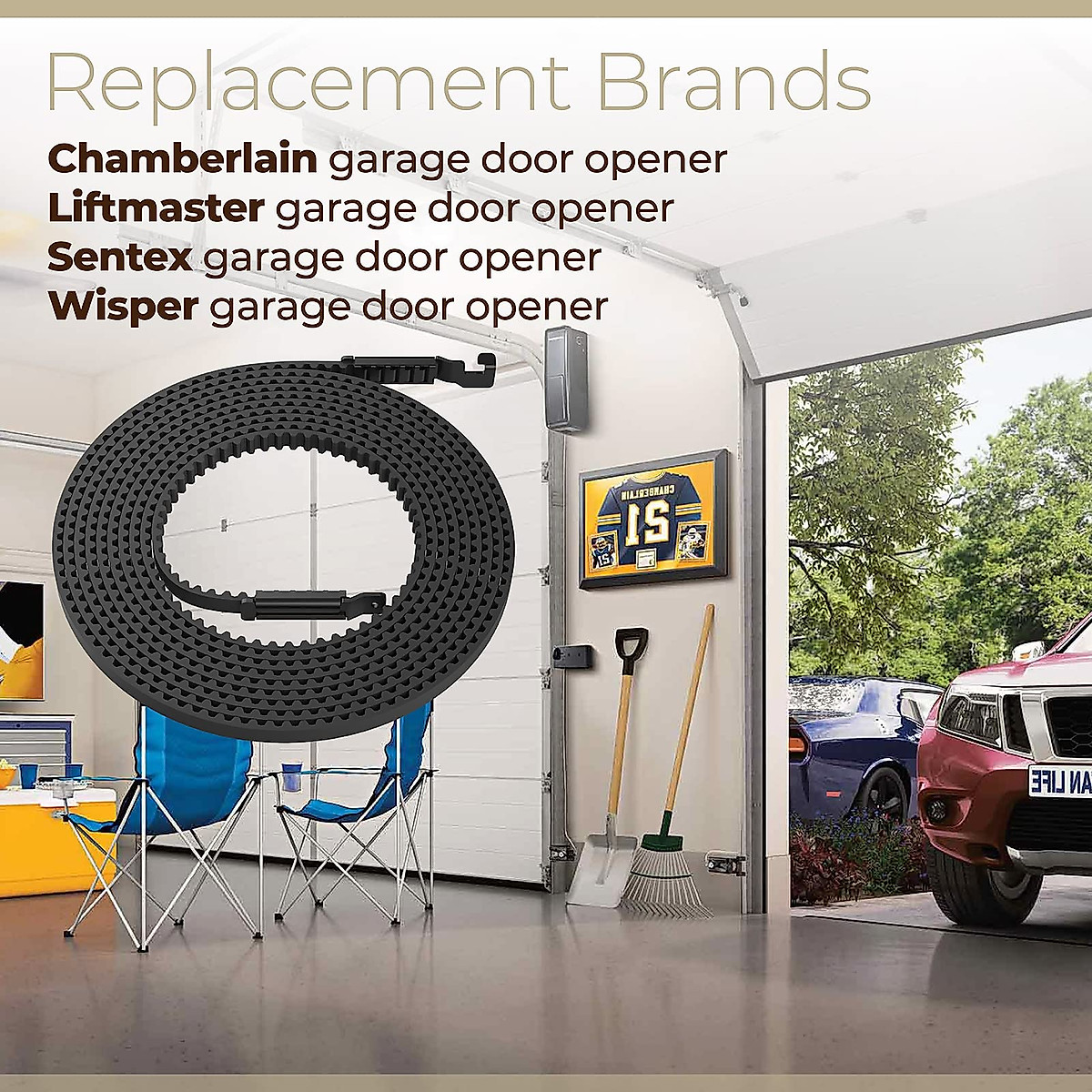 41A5250 Garage Door Belt 237" Replacement for 7ft Height Garage Door Compatible with Chamberlain, liftmaster, sentex, whisperdoor Garage Door Openers