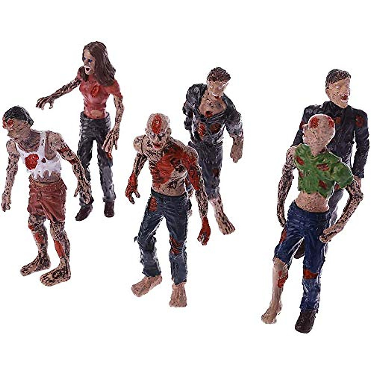 Lynkaye 6 Pcs Zombie Dolls Action Figures Toys Walking Dead Toys Terror Corpse Articulated Joints Miniature Model for Halloween Party Decorations As Gifts for Kids Toys