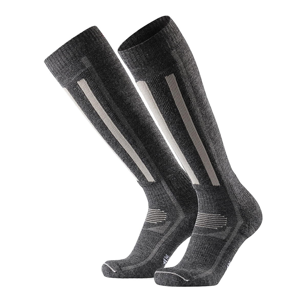 DANISH ENURANCE Merino Wool Performance Ski Socks for Men, Women & Kids, Dark Grey/Light Grey, US Women 8-10 // US Men 6.5-8.5