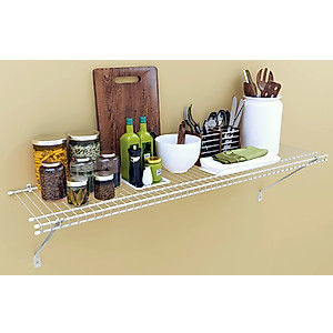 ClosetMaid Wire Shelf Kit with Hardware, 4 Ft. Wide, for Pantry, Closet, Laundry, Utility Storage, White Vinyl Finish