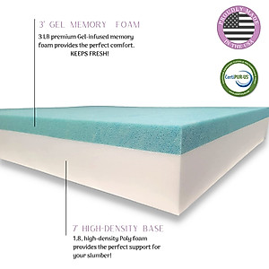 Sleep Touch Lavender Luxury -10inch, Made in USA, Gel-infused Memory Foam Mattress & Pillows, CertiPUR-US Certified, Bed-in-a-Box (Queen)