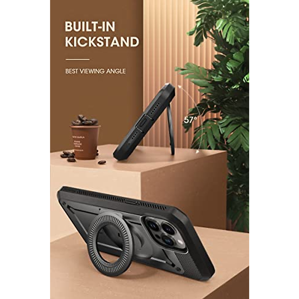 SUPCASE Unicorn Beetle Pro Mag Case for iPhone 13 Pro Max (2021 Release) 6.7 Inch, Compatible with MagSafe Full-Body Rugged Belt-Clip Case with Built-in Screen Protector & Kickstand (Space Gray)