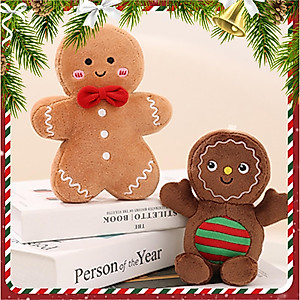 Eoieov Christmas Gingerbread Man Pillow Gingerbread Plush Stuffed Pillow Fun Gingerbread Shaped Decorative Throw Pillows for Sofa Cushion Christmas Party Decor Khaki,15.7"