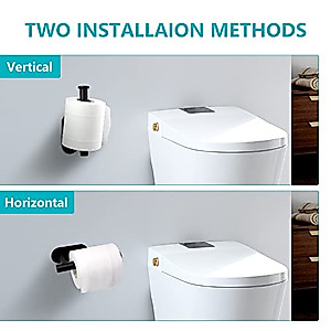 VMVN Adhesive Toilet Paper Holder Stand,Tissue Holder for Bathroom,Toilet Paper Holders Black,Stainless Steel Toilet Roll Holder, Wall Mount