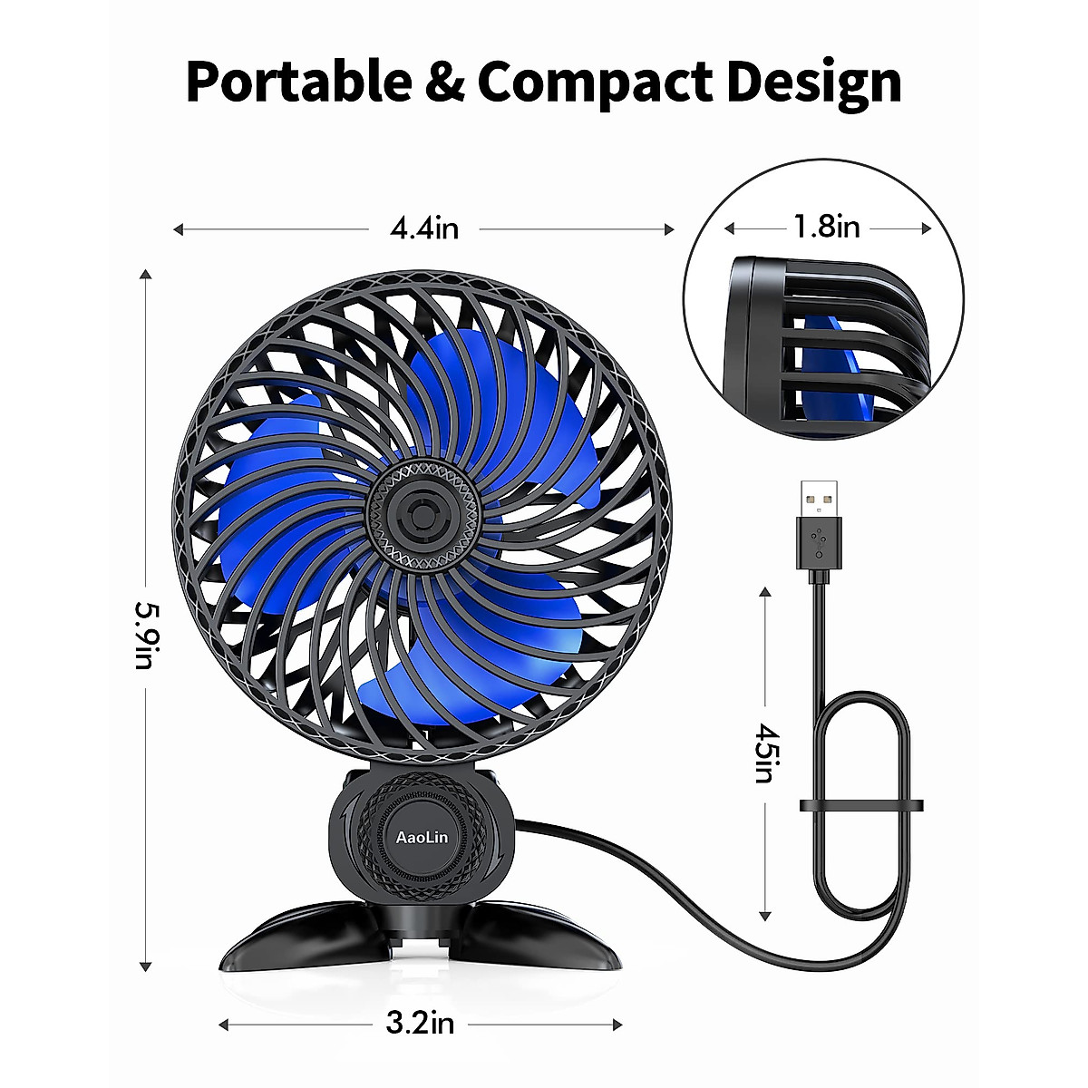 USB Desktop Fan Portable Desktop Small Fan Plugable Computer Cooling Fan Multi-speed Mute Mini Fan Large Wind Usb Powered Fan For Office Home Dormitory Bedroom Desktop Personal Fan Usb Computer Fan