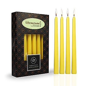 CocoSoy Organic Taper 8" Botanical Candles. Premium Coconut Soy Wax . Hand Poured Botanical Candles. Beautiful Natural Colors for Home Décor Romantic Dinner. Bulk Package of 12 Yellow Candles