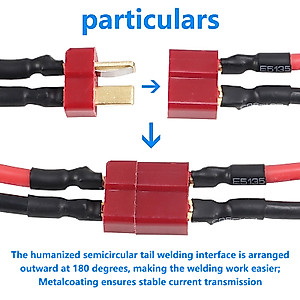 XIITIA 8 Pairs T Plug Female and Male Connector with 14AWG Silicon Wire, 53MM Extention Cable for RC Lipo Battery Cable Drone