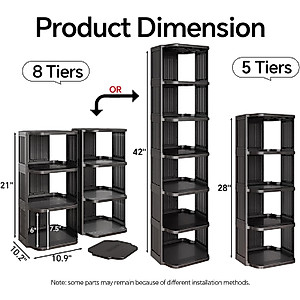 Kitstorack Small Shoe Rack, 8 Tiers Stackable Shoe Rack for Closet DIY Free Standing Shoe Organizer Vertical Shoe Rack for Small Spaces and Narrow Spaces, Plastic