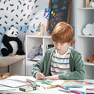 Arteza Kids Coloring Puzzle Kit, 5 Sea Life Puzzles, 16 Crayons, 6 Tubes of Glitter Glue, 5 Frames, DIY and Screen-Free Kids’ Activities, Craft and Art Supplies for Ages 3 and Up