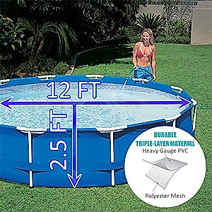 12FT x 30IN Outdoor Above Ground Frame Pool, 12 FT Pool Metal Frame Swimming Pool for Backyard, Garden Framed Pool for Kids, Family