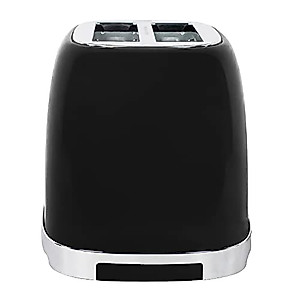VETTA 2-Slice Extra-Wide-Slot Retro Toaster with Defrost, Bagel, and Cancel Functions, 6 Shade Settings, Self-Centering for Even Cooking and Removable Crumb Tray, Stainless Steel in Black (Black)
