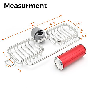 Ravinte Sponge Holder for Kitchen Sink, Hanging Drain Sink Sponge Holder Over Facuet Sponge Holder Sink Caddy Faucet Rack for Kitchen Sink Organizer and Bathroom Shower Rack--Double Square, Silver