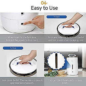 MiLock Electric Vacuum Seal Rice Storage Container, Automatic Air Sealing System for Rice, Holds 17.6 lbs / 8kg of Rice, Made in Korea