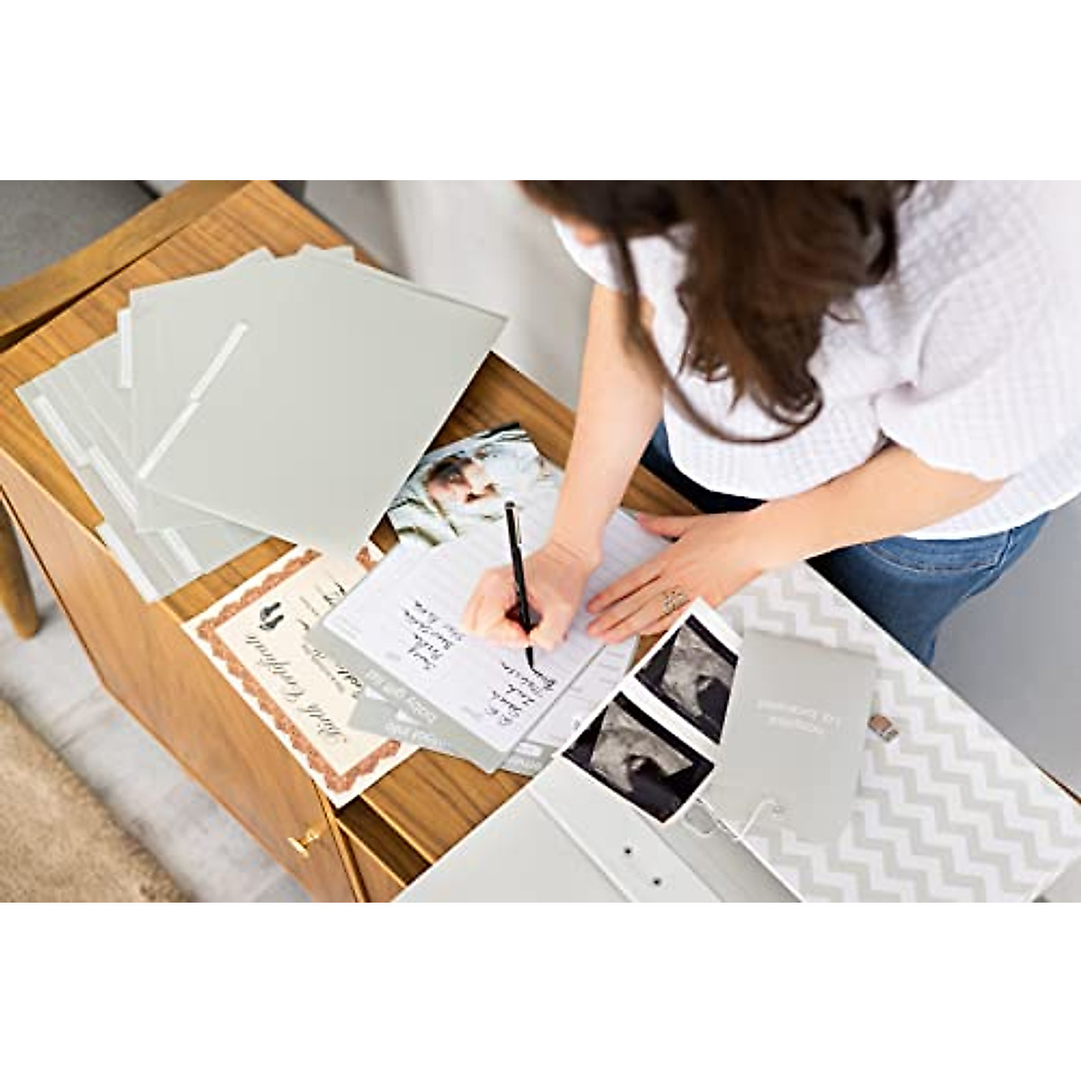 Pearhead Baby Document Organizer, Briefcase File Keeper to Store Baby's Records, Makes Great Gift for New Parents or Addition to Baby Shower Registry, Gray Chevron