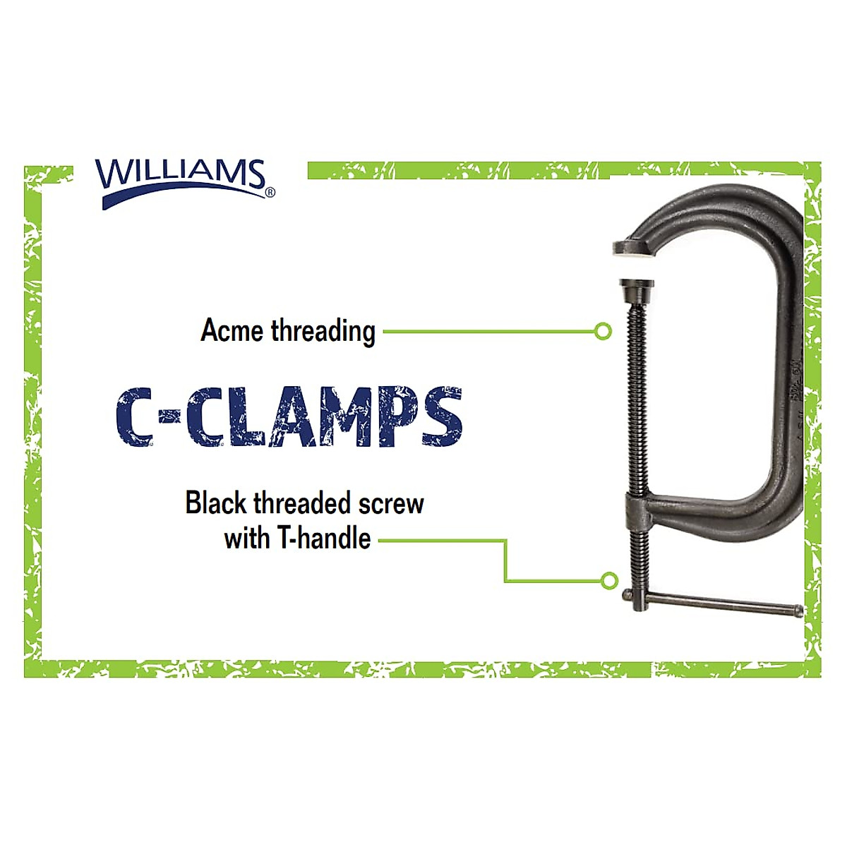 Williams CC-408S 8-Inch Drop Forged C Clamp , Black