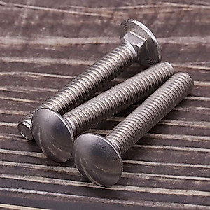 1/4-20 x 1-1/4" Carriage Bolts, 304 (18/8) Stainless Steel Carriage Screws, Round Domed Head Square Neck, Grade A2-70, Full Thread, Coarse Thread UNC, 25 PCS