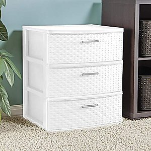 Sterilite 3 Drawer Wide Weave Tower White