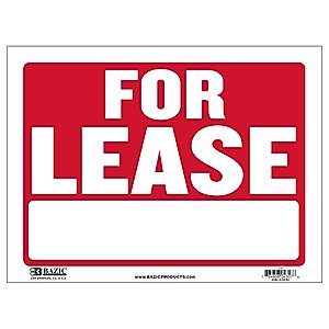 BAZIC For Lease Sign 12"x16", For Rent Rental House Home Apartment Car Auto Store Shops Business Waterproof Indoor Signage, 360-Packs