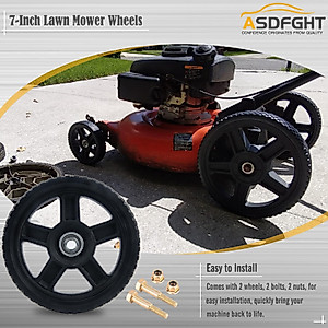 7 Inch Lawn Mower Wheels (2-pack) Fits Most Standard push Lawn Mowers, Inner and outer bearing structure - Includes Bolts, Nuts (Also available in 6~14-inch wheels)
