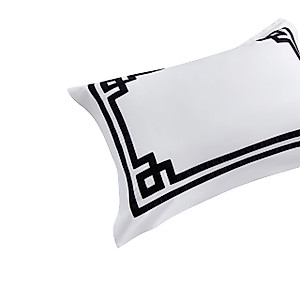 CASA BOLAJ DESIGNED TO DREAM 3 Pcs Do Not Include Filling Duvet Cover Set 100% Egyptian Cotton Sateen Luxury 400 TC (White Black, King)