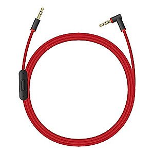 Beats Cord Replacement Audio Cable with in-line Microphone and Control for Beats by Dr Dre Headphones Solo Studio Pro Detox Wireless Mixr Executive Pill (Red/Black)
