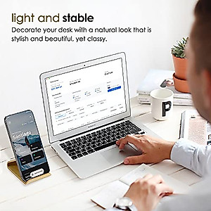 SAMDI Natural Minimalism Birch Small Wood Desk Cell Smartphone Mobile Phone Dock Holder Stand for Desk Stand Wooden Holder for iPhone 8 Plus X 6 6s 7 Plus 5 5s 5c,Wood iPhone Stand Dock Desktop, White