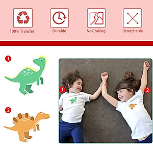Gcarebb 18 PCS Cute Dinosaur Iron on Transfers Child Patches Stickers Iron on Decals Vinyl Patches HTV Heat Transfers Iron on Stickers for Clothing Hats Pillows Backpacks DIY Decoration